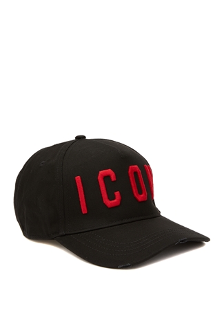 Dsquared2 Erkek Icon Siyah Kırmızı Nakışlı Şapka EU Dsquared2 Erkek Icon Siyah Kırmızı Nakışlı Şapka EU