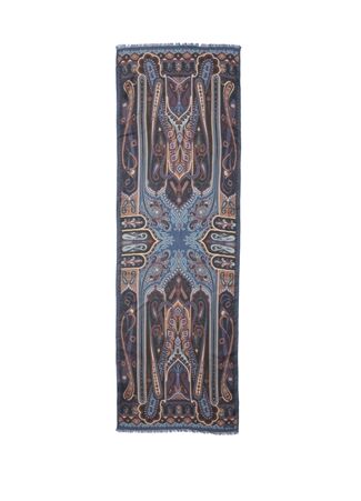 Etro Erkek Mavi Etnik Desenli Kaşmir Atkı EU