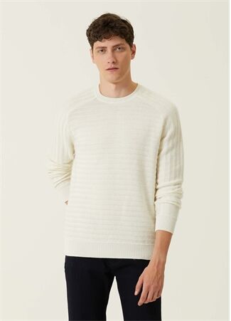 Emporio Armani Erkek Beyaz Dokulu Kazak L EU