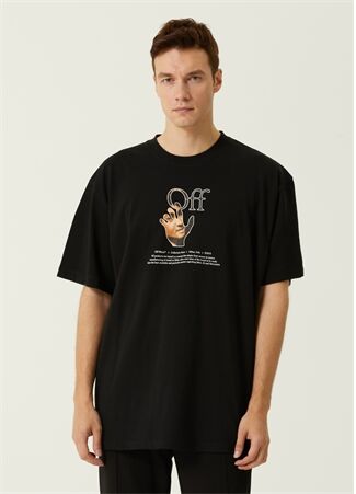 Off-White Erkek Siyah Logo Detaylı T-shirt S EU