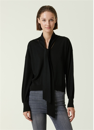 Beymen Collection Kadın Siyah Fular Detaylı Kazak S Beymen Collection Kadın Siyah Fular Detaylı Kazak S