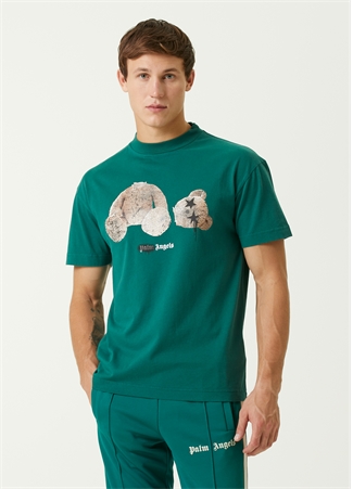 Palm Angels Erkek Yeşil Ayıcık Figürlü Logo Detaylı T-shirt S EU Palm Angels Erkek Yeşil Ayıcık Figürlü Logo Detaylı T-shirt S EU