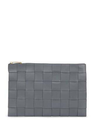 Bottega Veneta Kadın Gri Örgü Dokulu Deri El Portföyü EU