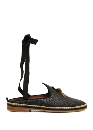 Pavone Firenze Kadın Siyah Zincir Püskül Detaylı Terlik 36 EU