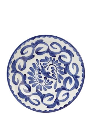 Haan Mavi El Boyaması Porselen Tabak