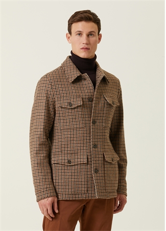 Canali Erkek Bej Polo Yaka Mikro Kazayağı Desenli Yün Dış Ceket 50 IT Canali Erkek Bej Polo Yaka Mikro Kazayağı Desenli Yün Dış Ceket 50 IT
