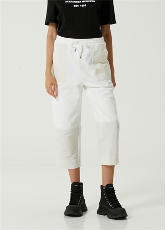 Alexander McQueen Kadın Beyaz Beli Kordonlu Cropped Eşofman Altı 44 IT Alexander McQueen Kadın Beyaz Beli Kordonlu Cropped Eşofman Altı 44 IT