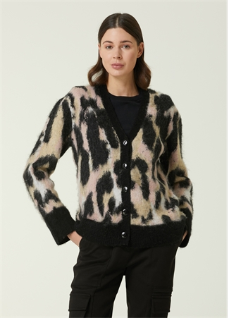 Allsaints Kadın Lunar V Yaka Leopar Desenli Hırka Siyah S EU Allsaints Kadın Lunar V Yaka Leopar Desenli Hırka Siyah S EU