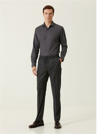 Pal Zileri Erkek Gri Beli Kordonlu Yün Pantolon 54 IT