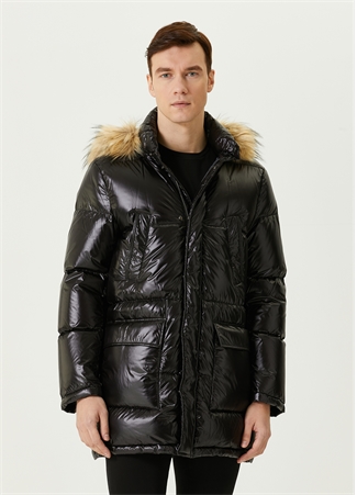 Palzileri Lab Erkek Siyah Kapüşonlu Puff Mont 50 IT