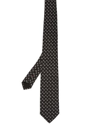 Beymen Collection Erkek Siyah Desenli İpek Kravat EU IT