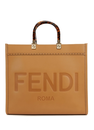 Fendi Kadın Taba Logolu Deri El Çantası Turuncu EU Fendi Kadın Taba Logolu Deri El Çantası Turuncu EU