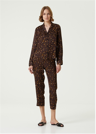 House of Silk Kadın Kahverengi Leopar Desenli Pijama Takımı S EU