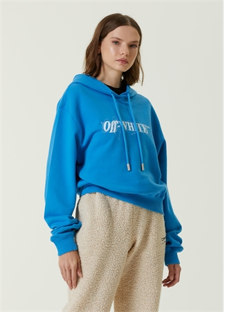Off-White Kadın Mavi Kapüşonlu Logolu Sweatshirt S EU Off-White Kadın Mavi Kapüşonlu Logolu Sweatshirt S EU