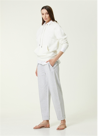 Brunello Cucinelli Kadın Gri Jersey Pantolon 38 It Brunello Cucinelli Kadın Gri Jersey Pantolon 38 It