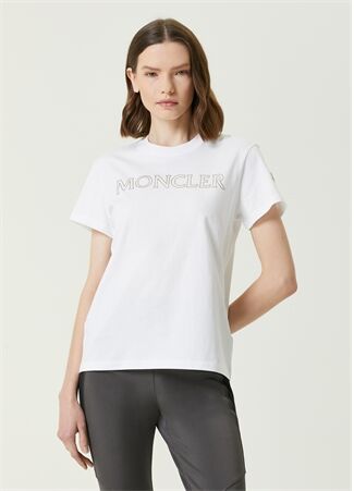 Moncler Kadın Beyaz Logo Baskılı T-shirt XS EU