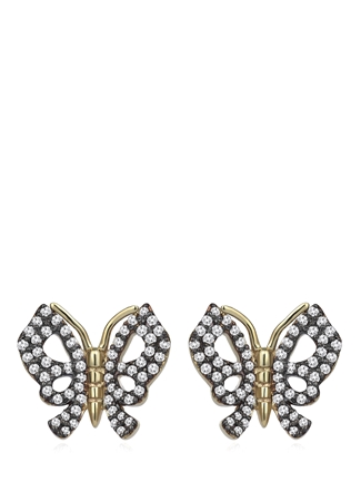 Aida Bergsen Kadın Kelebek Formlu Pırlantalı Altın Rengi Tek Küpe EU Aida Bergsen Kadın Kelebek Formlu Pırlantalı Altın Rengi Tek Küpe EU