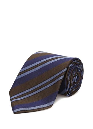 Isaia Erkek Mavi Çizgili İpek Kravat EU Isaia Erkek Mavi Çizgili İpek Kravat EU
