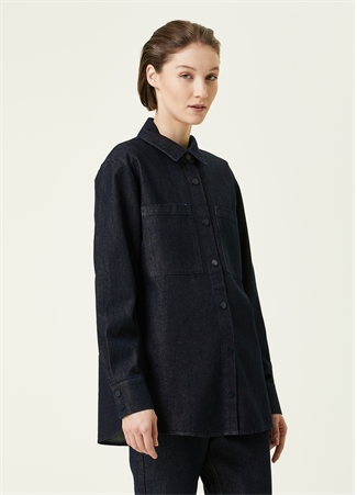 Beymen Kadın Lacivert Çift Cepli Jean Gömlek 42 EU Beymen Kadın Lacivert Çift Cepli Jean Gömlek 42 EU