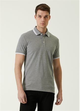 Beymen Club Erkek Slim Fit Gri Polo Yaka Logolu T-shirt S