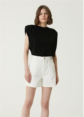 Network Kadın Slim Fit Siyah Omuzları Vatkalı T-shirt L EU