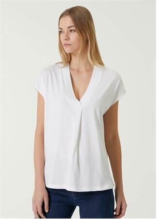 Beymen Collection Kadın Beyaz V Yaka T-shirt XL