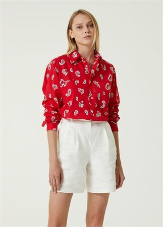 Etro Kadın Kırmızı Şal Desenli Gömlek S EU