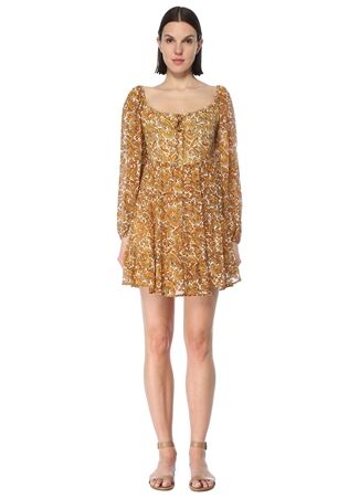 Faithfull The Brand Kadın Indira Kayık Yaka Şal Desenli Mini Elbise M EU