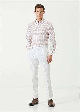 Pal Zileri Erkek Beyaz Pili Detaylı Pantolon 48 IT