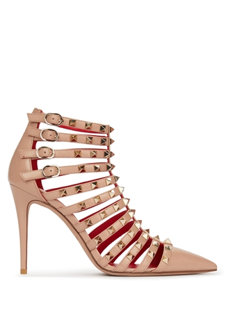 Valentino Garavani Kadın Rockstud Bej Deri Topuklu Ayakkabı Pembe 38 EU Valentino Garavani Kadın Rockstud Bej Deri Topuklu Ayakkabı Pembe 38 EU