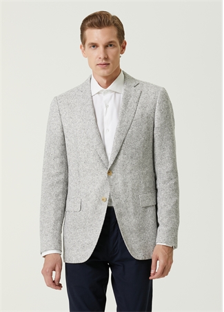 Pal Zileri Erkek Gri Kelebek Yaka Tweed Dokulu Keten Ceket 48 IT Pal Zileri Erkek Gri Kelebek Yaka Tweed Dokulu Keten Ceket 48 IT