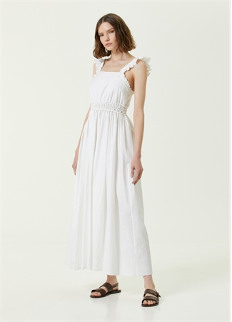 Chloe Kadın Beyaz Fırfır Detaylı Maksi Elbise 36 IT Chloe Kadın Beyaz Fırfır Detaylı Maksi Elbise 36 IT