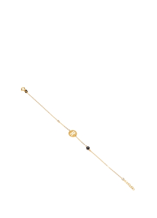 Collection-Alper Tunçoku Kadın R Harf Detaylı Altın Rengi Bileklik EU