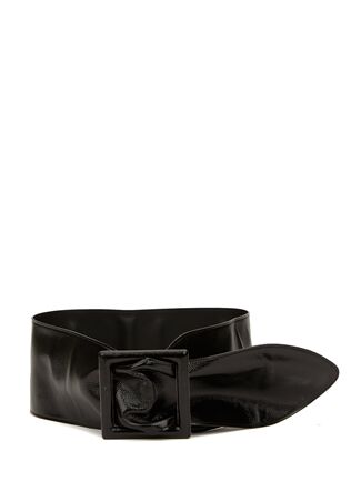 Kadın Siyah Kare Tokalı Deri Kemer 70 EU