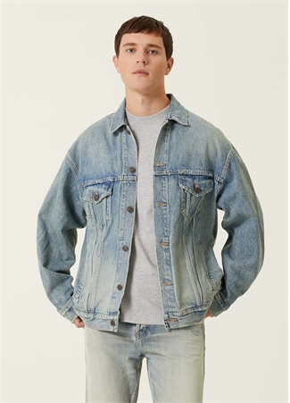 Balenciaga Erkek Mavi Logo Detaylı Denim Ceket S EU Balenciaga Erkek Mavi Logo Detaylı Denim Ceket S EU