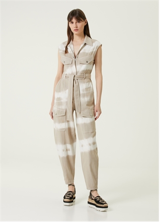 Stella McCartney Kadın Bej Batik Desenli Denim Tulum 38 IT Stella McCartney Kadın Bej Batik Desenli Denim Tulum 38 IT