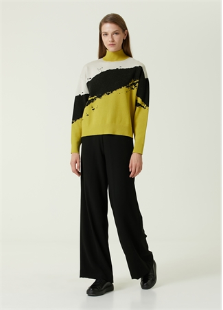 Beymen Club Kadın Siyah Yüksek Bel Bol Paça Krep Pantolon 40