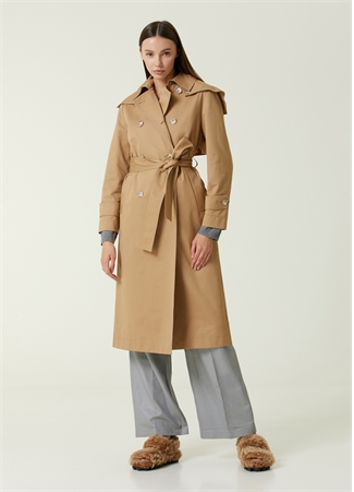 Pia Brand Kadın Kamel Beli Kuşaklı Pardösü Kahverengi 38 EU