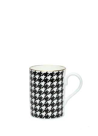 Beymen Hediye Siyah Beyaz Kazayağı Desenli Porselen Kupa