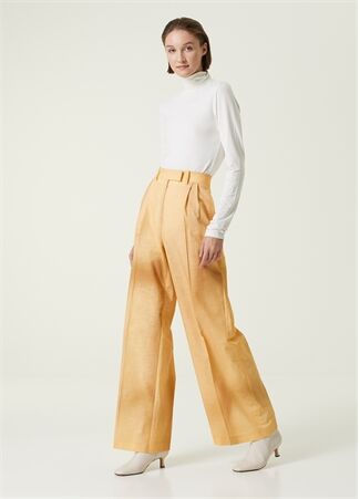 Fendi Kadın Turuncu Yüksek Bel Bol Paça Pantolon 42 IT