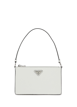 Prada Kadın Beyaz Logolu Deri El Çantası EU