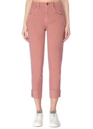 Brunello Cucinelli Kadın Pembe Yüksek Bel Dar Paça Jean Pantolon 36 IT