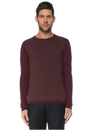 Pal Zileri Erkek Bordo Bisiklet Yaka Desenli Kazak 48 IT