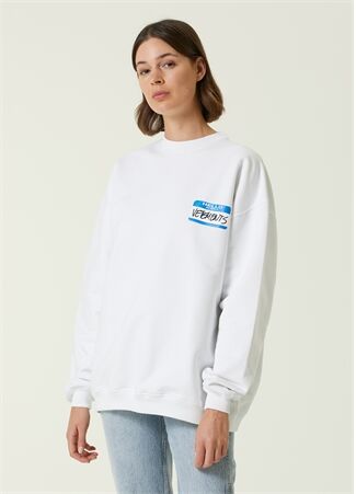 VETEMENTS Kadın Beyaz Logo Baskılı Sweatshirt S EU