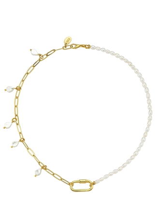 Berrin Özkan Kadın Dancing İncili Zincir Detaylı Kolye Beyaz EU Berrin Özkan Kadın Dancing İncili Zincir Detaylı Kolye Beyaz EU