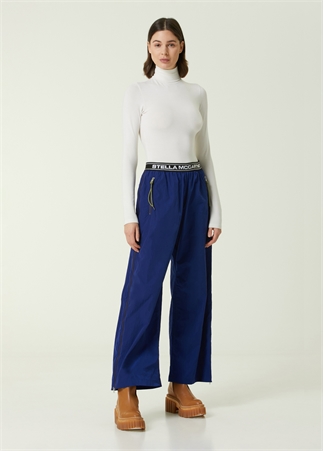 Stella McCartney Kadın Mavi Logo Bantlı Bol Paça Pantolon Lacivert 40 IT Stella McCartney Kadın Mavi Logo Bantlı Bol Paça Pantolon Lacivert 40 IT