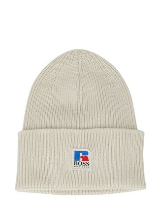 Boss Erkek Bej Çizgi Dokulu Logolu Bere EU
