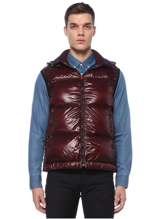 Kiton Erkek Bordo Kapüşonlu Puff Dış Yelek 54 IT