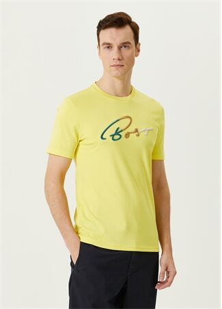 Boss Erkek Sarı Logo Nakışlı T-shirt S EU