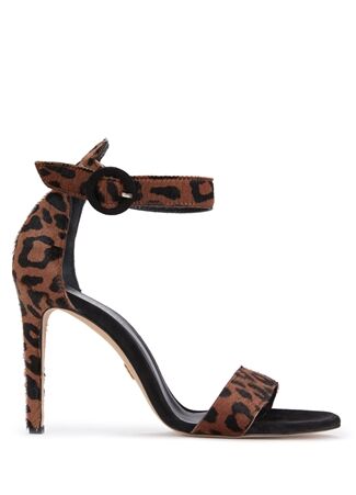 Divarese Kadın Kahverengi Leopar Desenli Deri Sandalet 36 EU